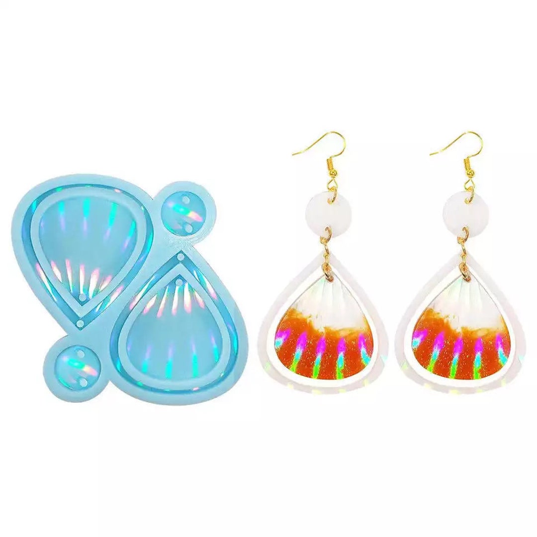 Holographic Tear Drop Earring Mold, Tear Drop Silicone Mold,shimmering ...