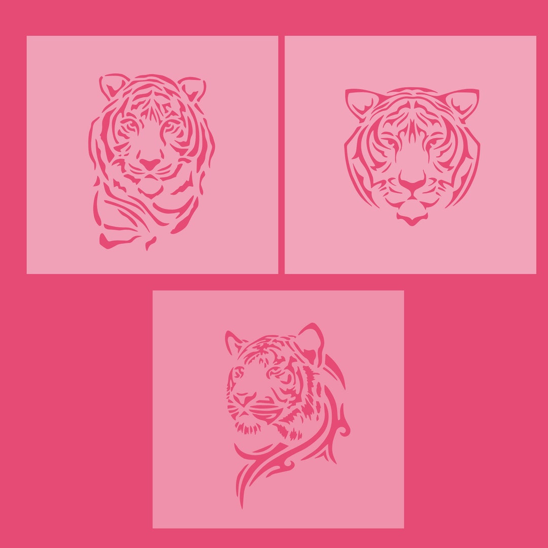 Tiger Face Stencil - Set of 3 - Wildlife Stencil - Tiger Face Design - Tiger Face Painting ...
