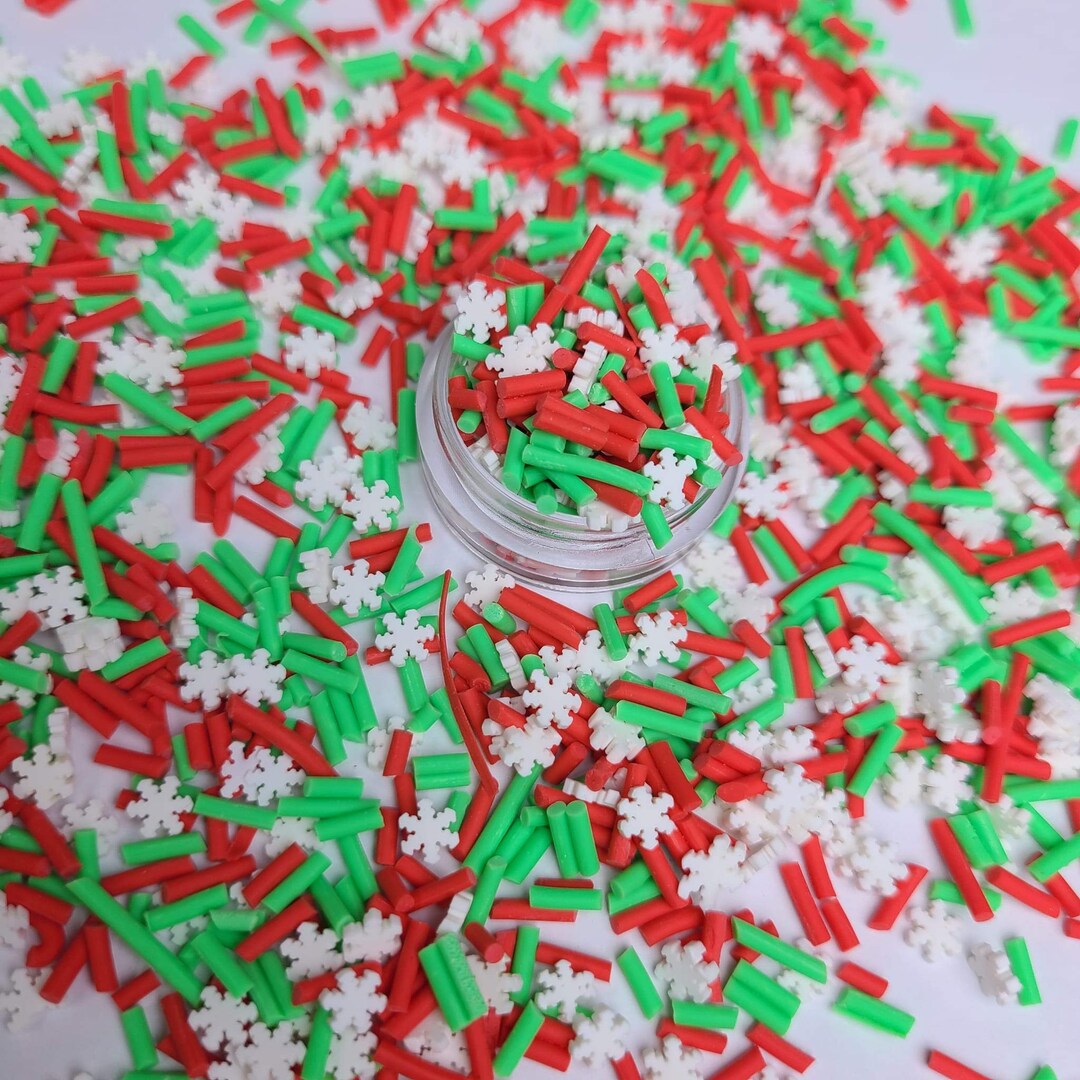 Christmas Snowflake Sprinkle Mix, NON EDIBLE Polymer Clay Fake ...