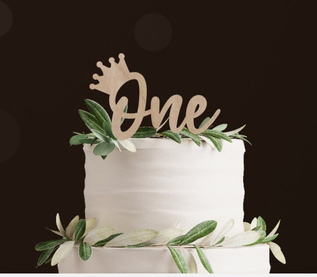 One Birthday Cake Topper - Wooden Cake Decoration for Milestone ...