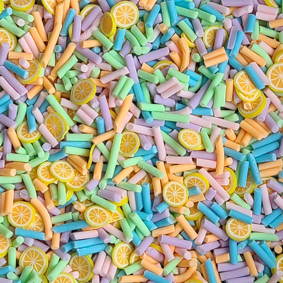 Pastel Polymer Clay Sprinkles With Lemon Slices, Lemon Slice Sprinkle ...