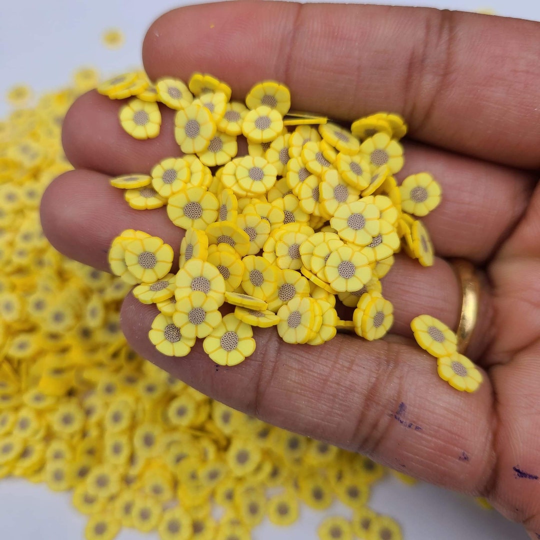Yellow Sun Flower Sprinkles, Fimo Fake Flower Slices, Resin ...