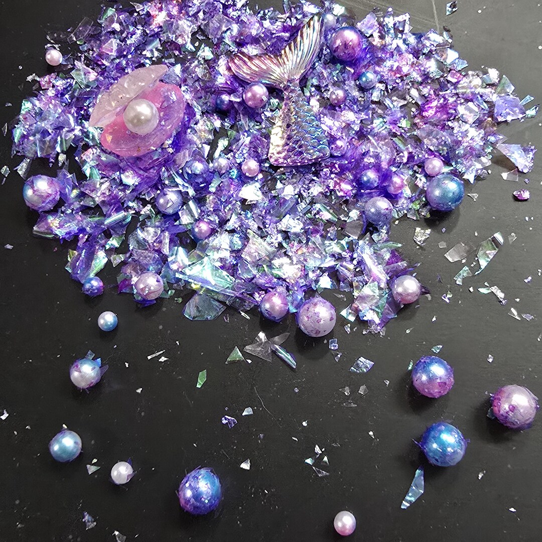 Purple Mermaid Bliss Cellophane Glitter Mix, ABS Pearl Mixed Flatback ...