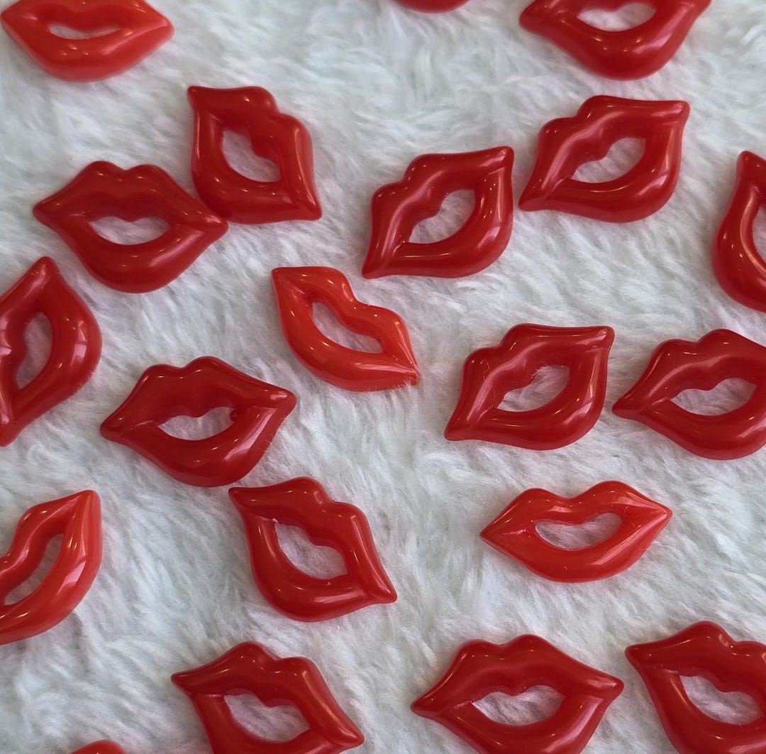 Valentine's Day Red Lips Charms - 10 Pieces for Craft & Jewelry Making ...