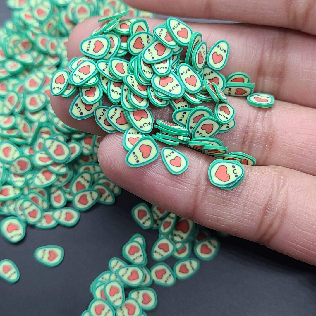 Small Avocado Polymer Clay Sprinkles With Kawaii Faces, Craft Supplies ...