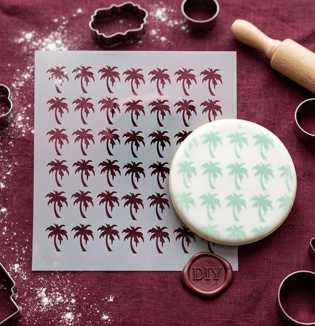Palm Tree Pattern Stencil - Reusable Tropical Botanical Mylar Stencil ...
