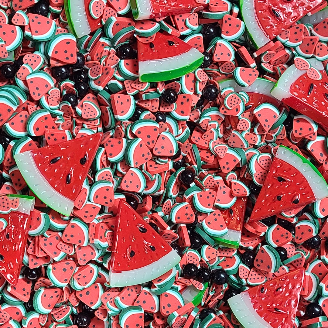 Watermelon Slice Polymer Clay With Boba Caviar Pearl Mix, NON EDIBLE ...