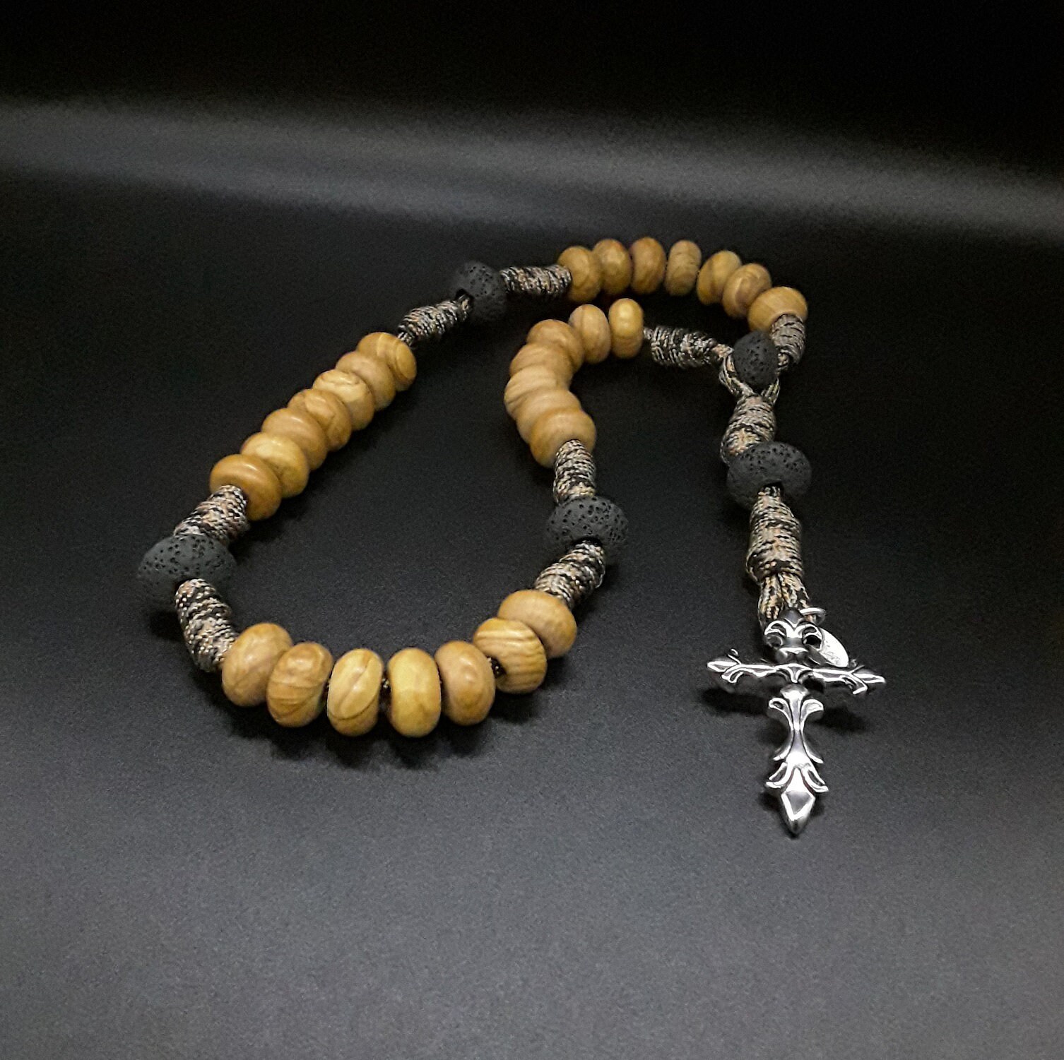 The Military 550 Paracord Anglican Rosary Made of AAA- Natural Wood ...