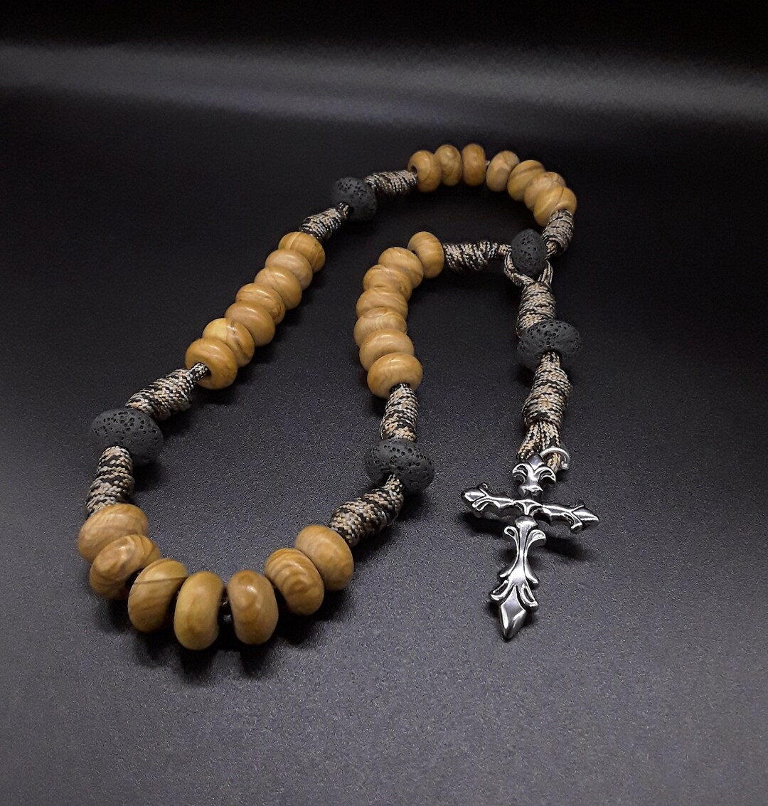 The Military 550 Paracord Anglican Rosary Made of AAA- Natural Wood ...