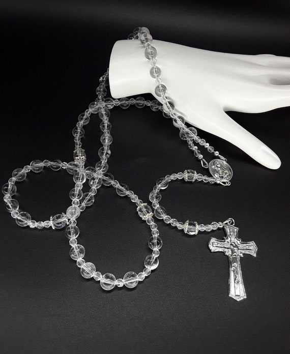 The Crystal Devine 5 Decade Catholic Rosary 925 Silver | Etsy
