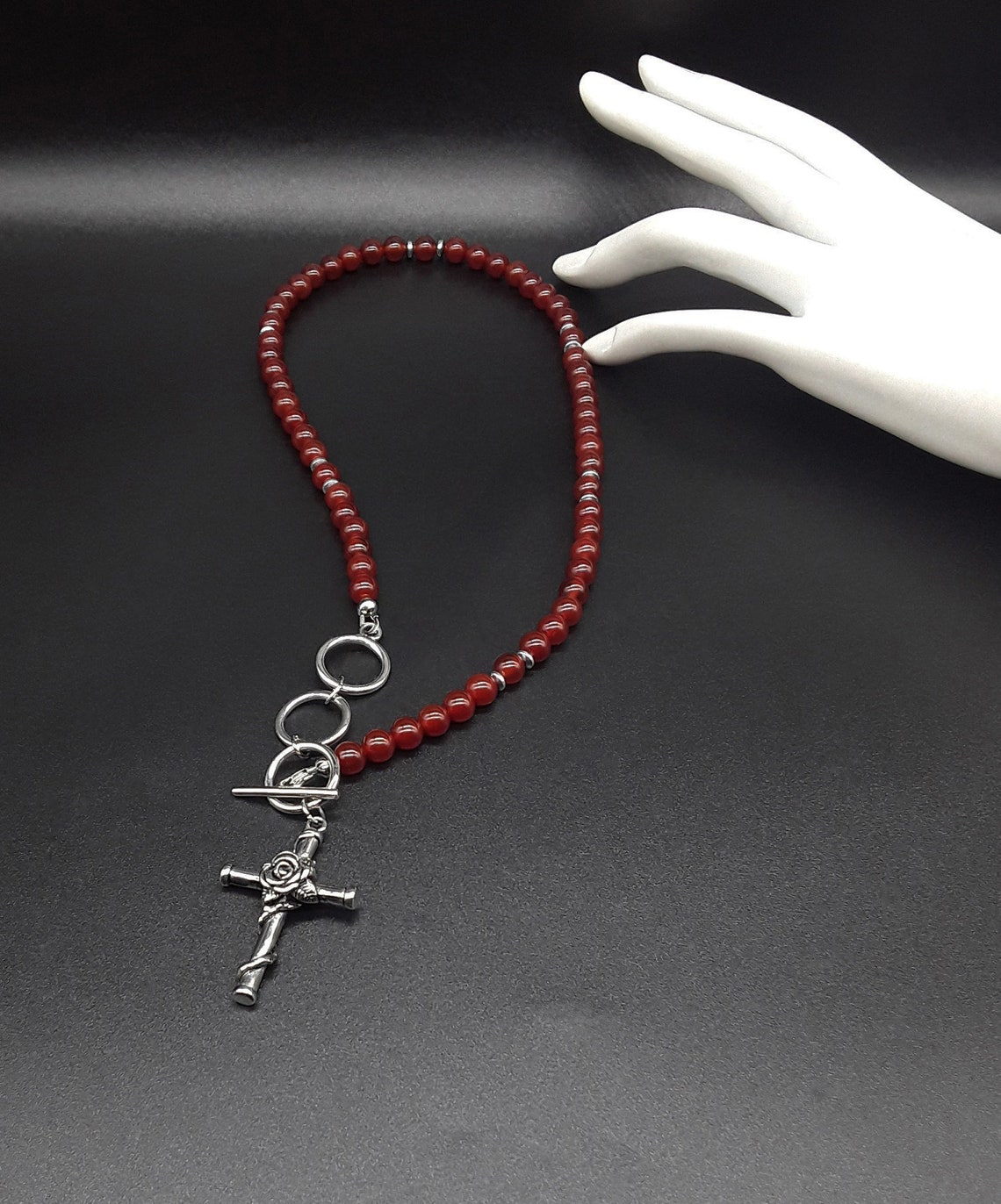 The Rosicrucian Cross Chain Rosary Made of High Quality Carnelian and ...