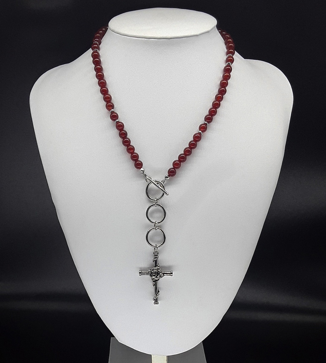 The Rosicrucian Cross Chain Rosary Made of High Quality Carnelian and ...