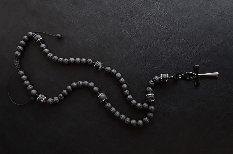 The Ankh 5 Decade Catholic Rosary Made of Lava Stone Directly From Mt ...