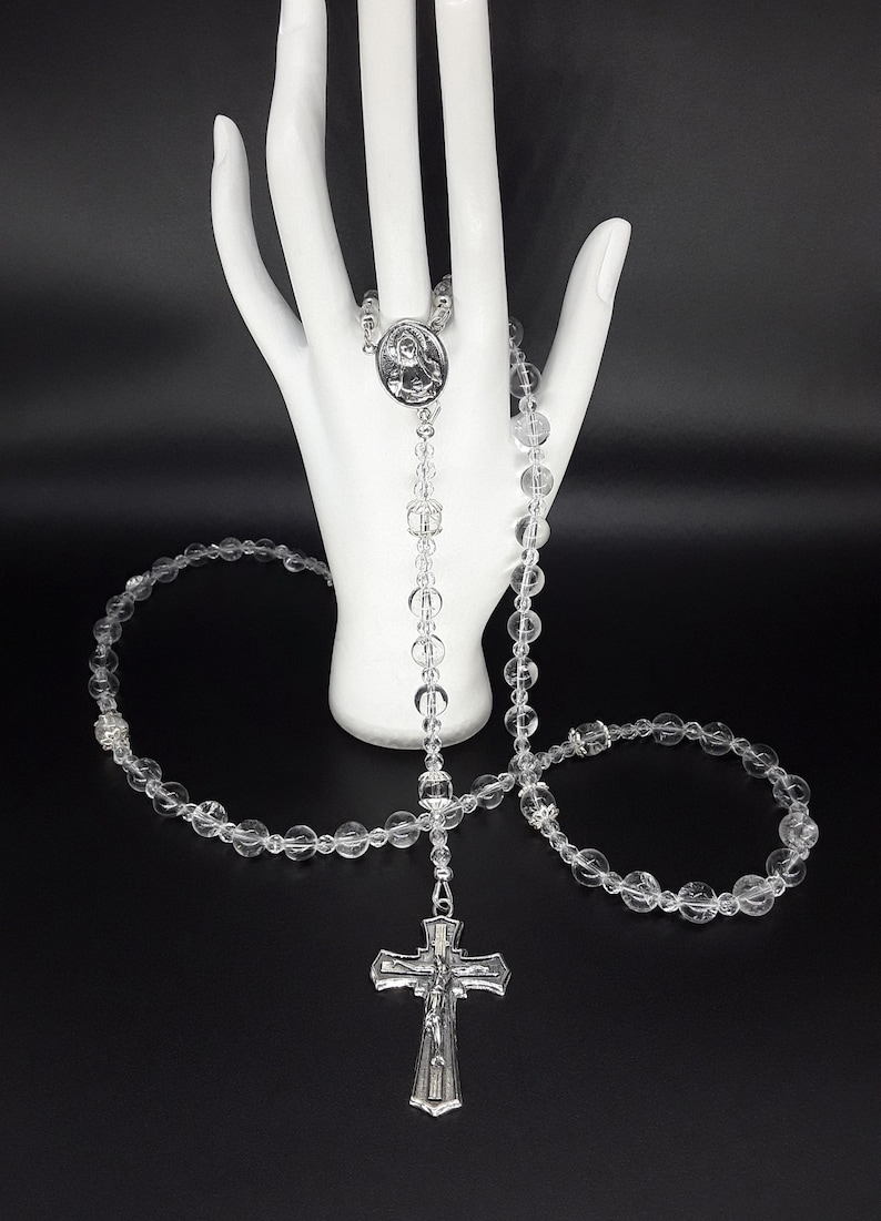The Crystal Devine 5 Decade Catholic Rosary 925 Silver | Etsy