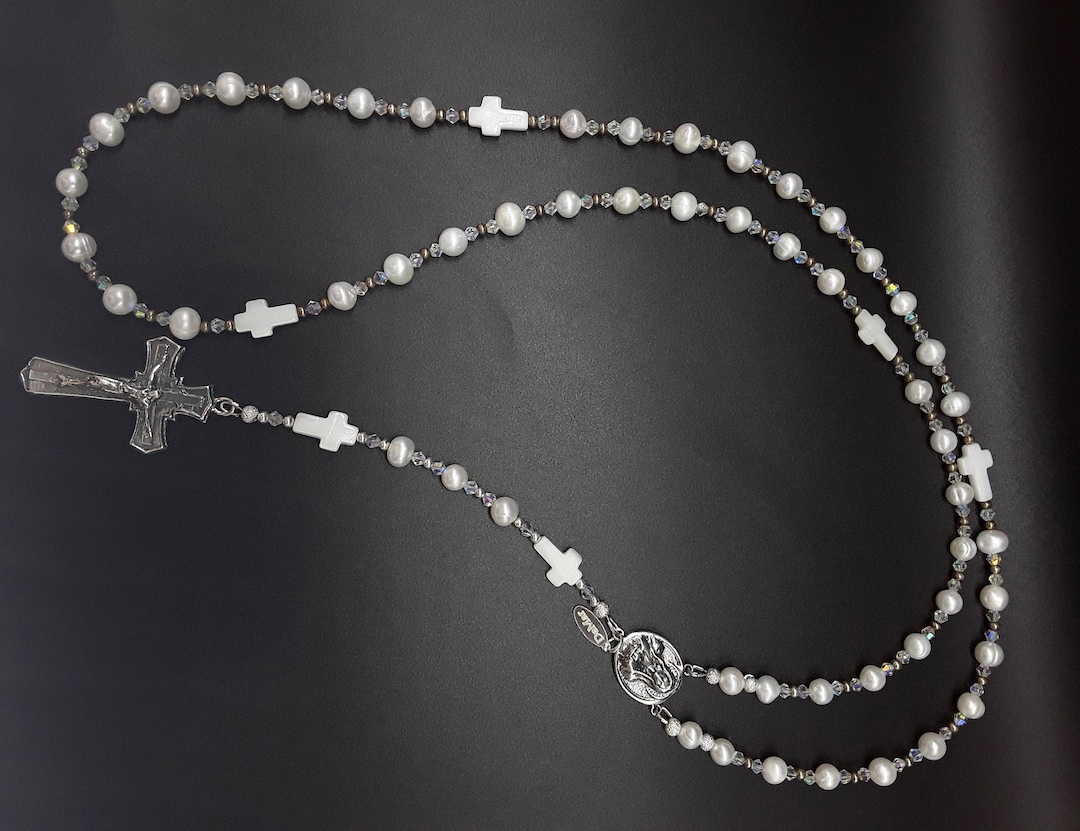 The Pearl Moonstone 5 Decade Catholic Rosary (large) Pearls, Moonstone ...