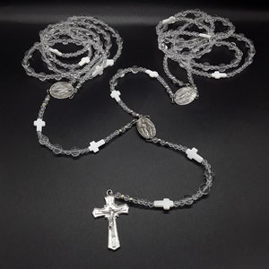 The Silver Wedding Lasso Rosary Made of Natural Quartz Crystal Beads ...