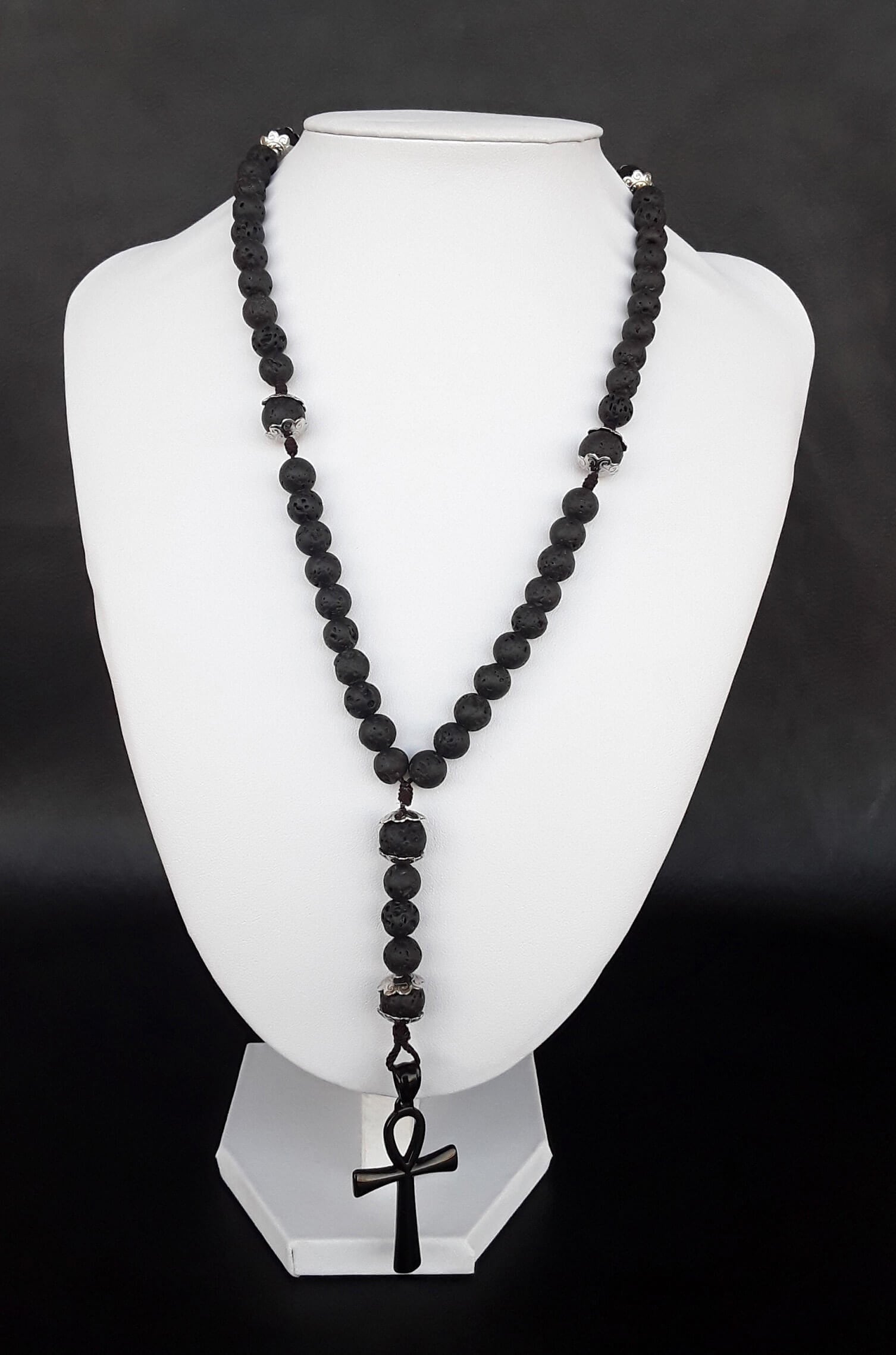 The Ankh 5 Decade Catholic Rosary Made of Lava Stone Directly From Mt ...