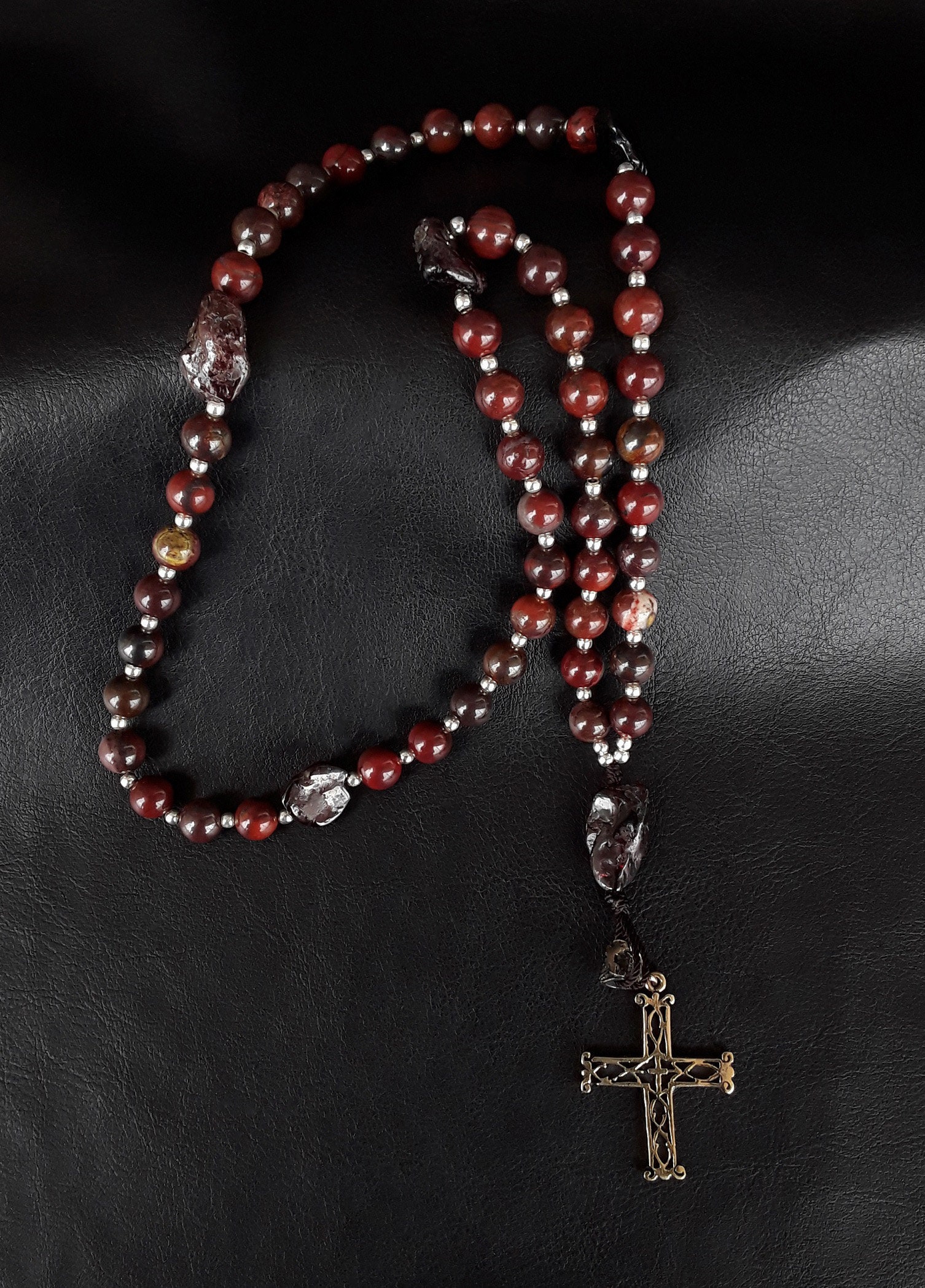 The Prayer Orthodox (v. 50) Elite Rosary Made of Natural Red Tiger Iron ...