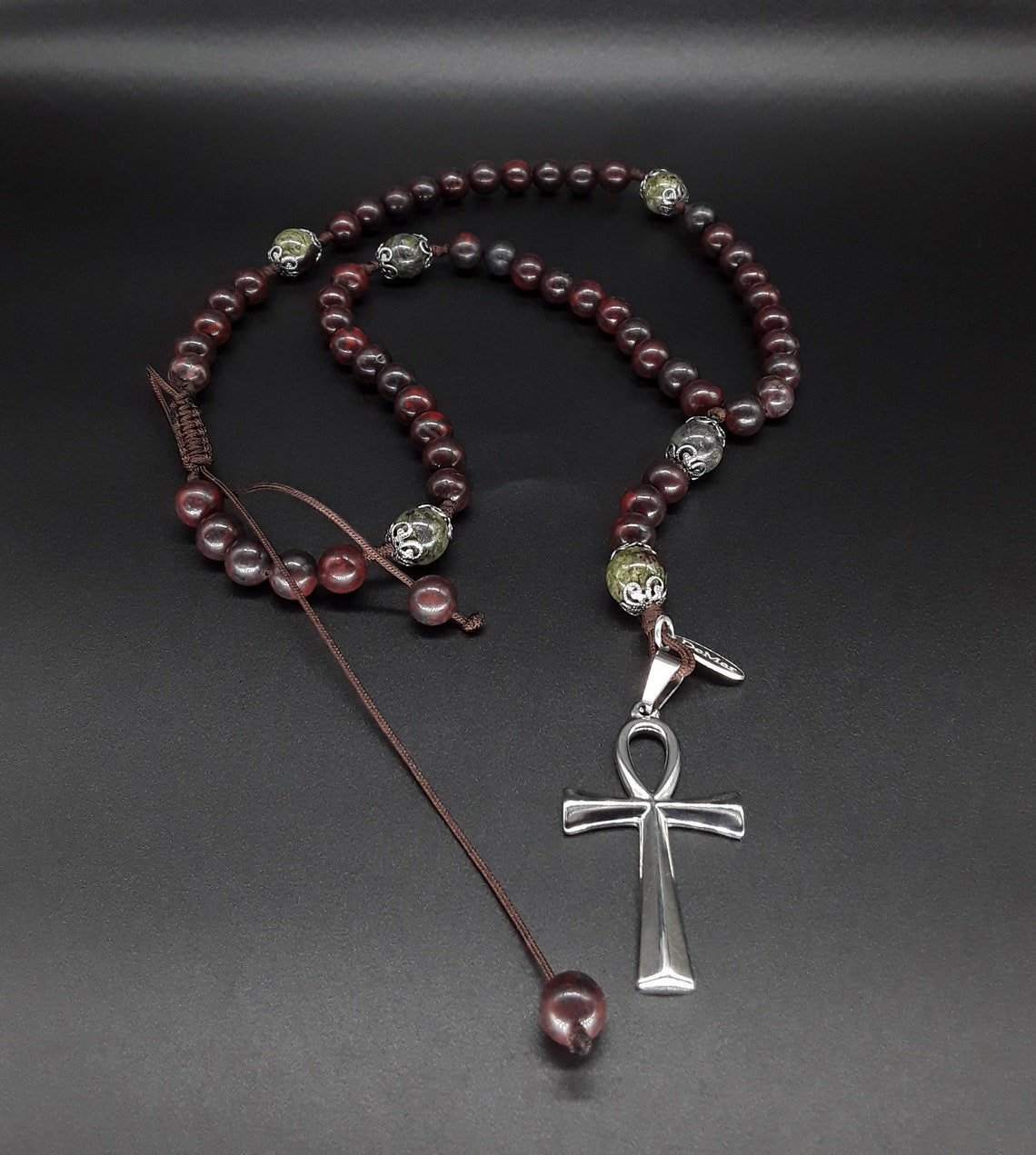 The Bloodstone Ankh 5 Decade Catholic Rosary Made of Silver - Etsy