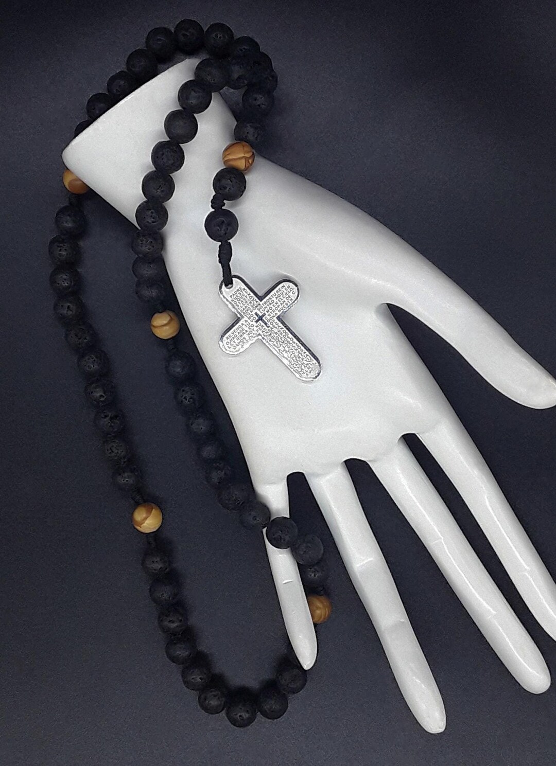 The Black Prayer Catholic Rosary Made of Jasper Gemstones and Black ...