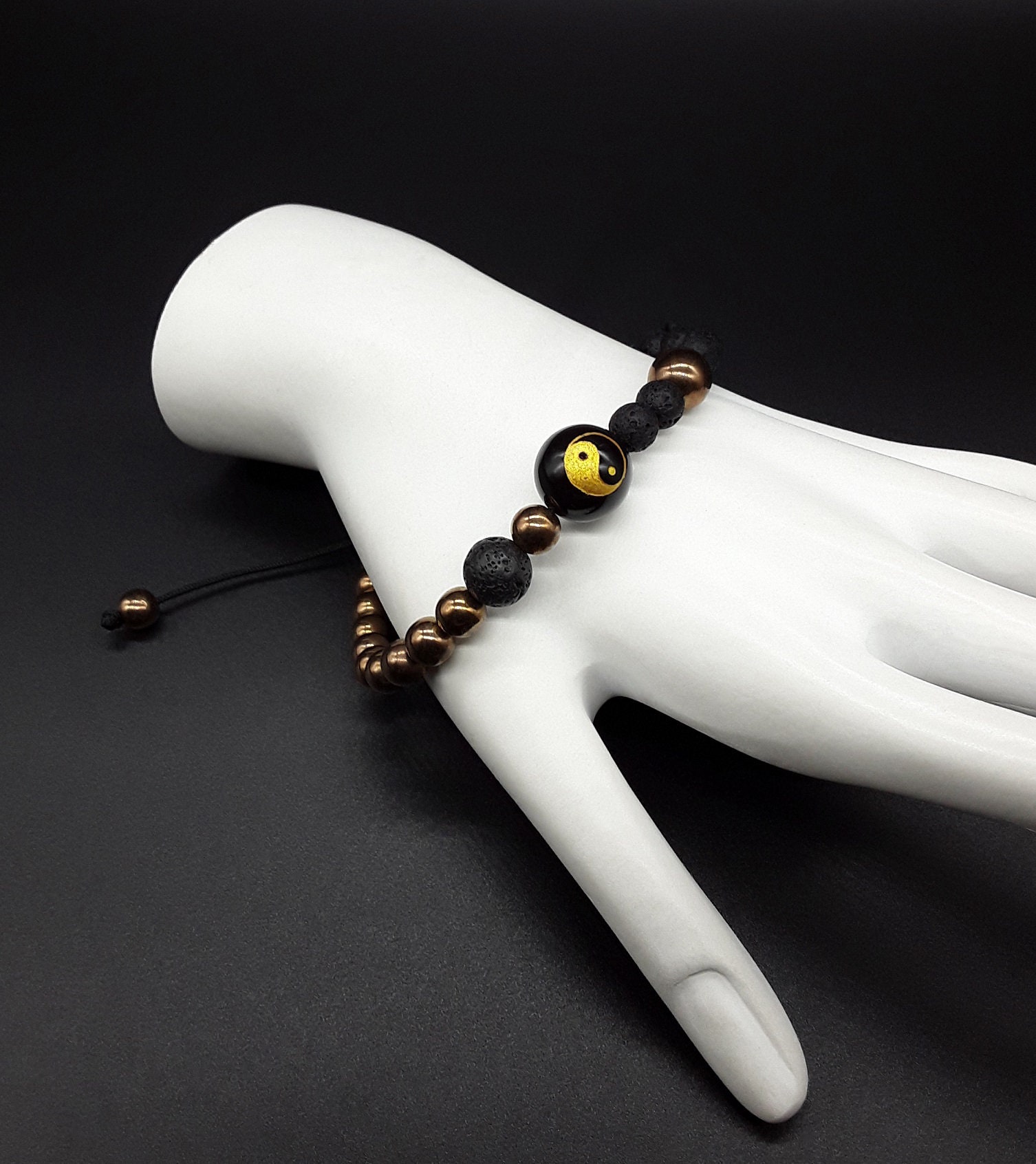 The Yin and Yang Power Bracelet made of high quality Lava | Etsy