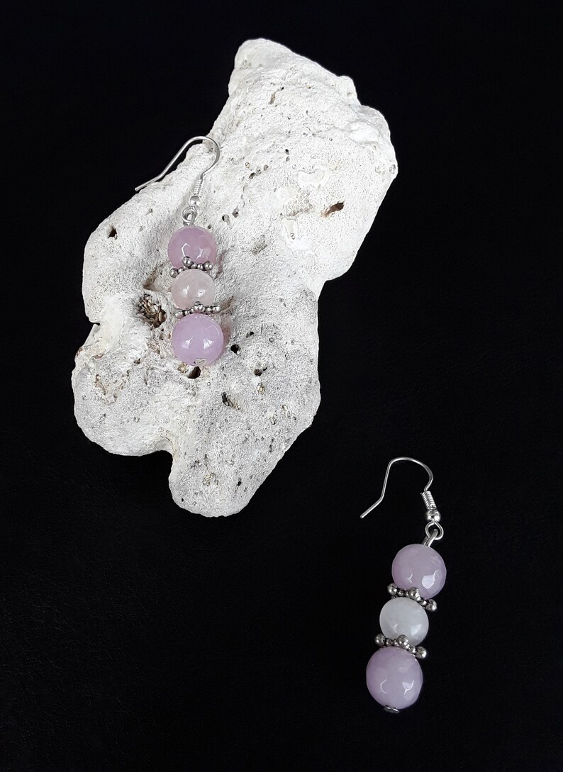 The Rose Quartz Healing Stone Earrings Exclusively Made of - Etsy