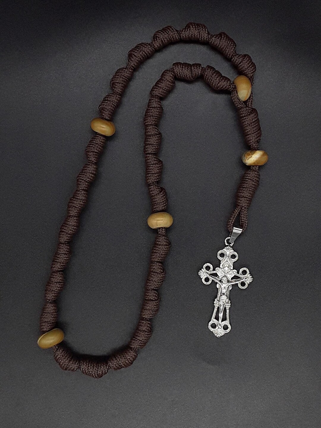 The Crucifix Wood Knotted Anglican Rosary Made of Natural Wood ...