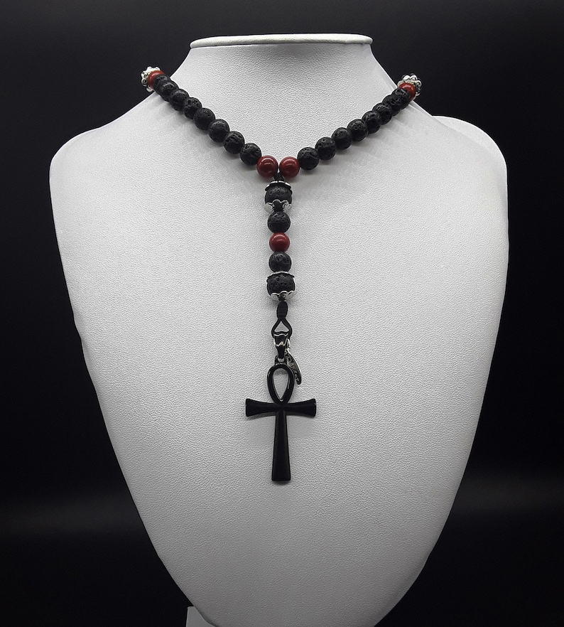 The Ankh 5 Decade Catholic Rosary Made of Lava Stone From Mt Vesuvius ...