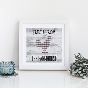 Farmhouse Chic Black White Buffalo Check Chicken Bundle Wall Art ...