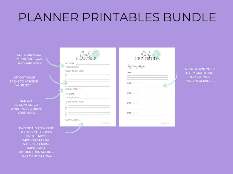 Printable Planner Bundle, Annual Planner, Monthly Planner, Weekly ...