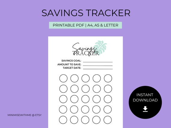 Savings Tracker Printable PDF | Etsy