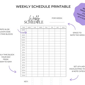Weekly Schedule Printable, Time Blocking Printable, Time Blocking ...