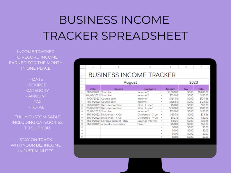 Business Income and Expense Tracker Excel, Business Expense Tracker ...