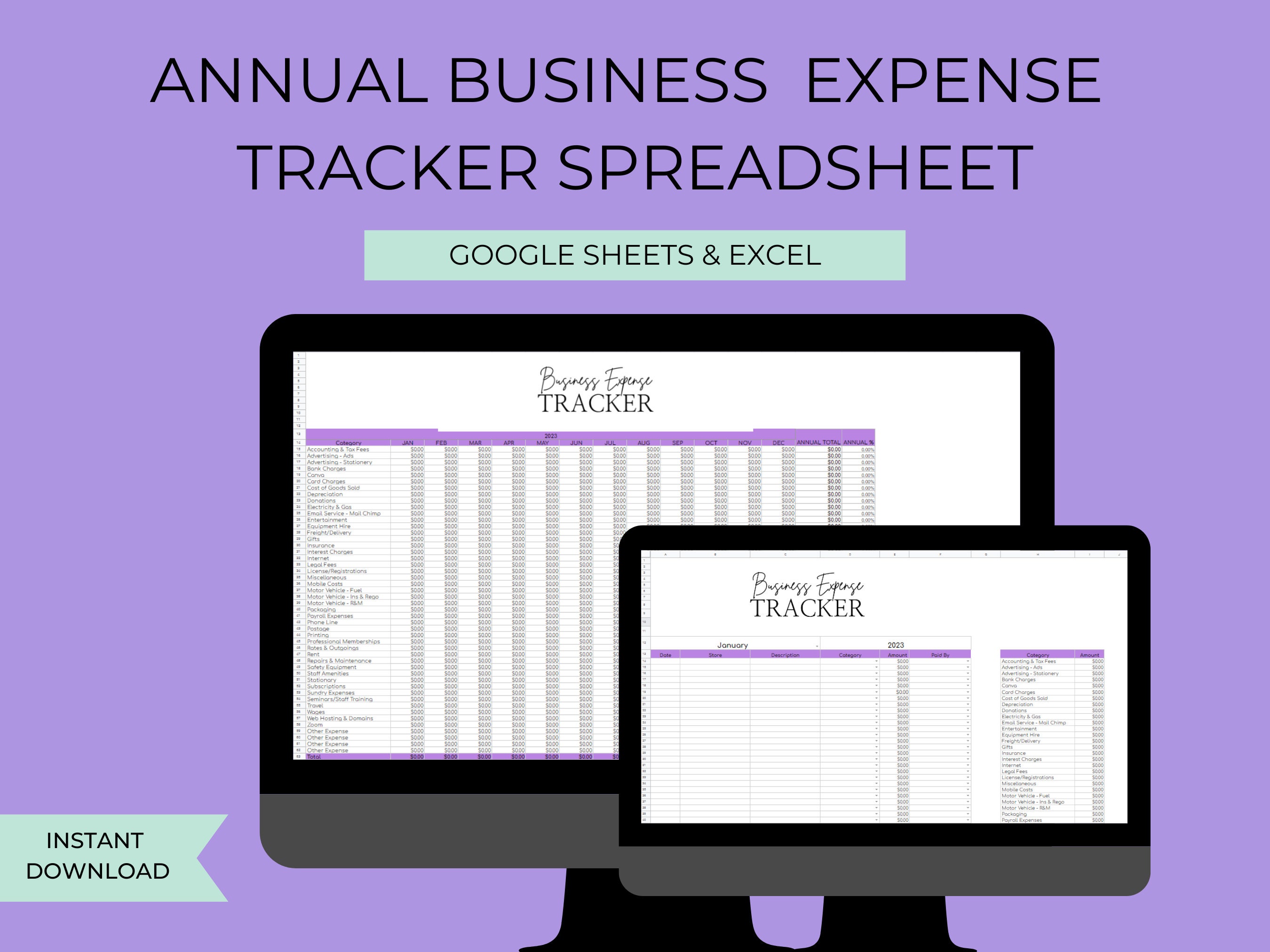 Annual Business Expense Tracker Spreadsheet | Annual Business Expense ...