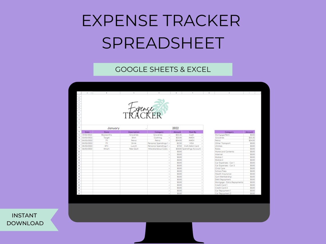 Expense Tracker Excel Worksheet | Excel Expense Tracker | Financial ...