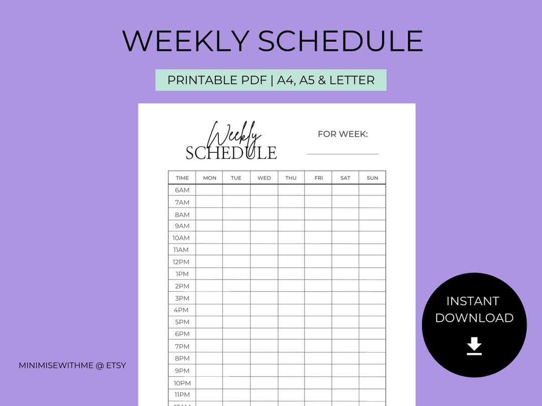 Weekly Schedule Printable, Time Blocking Printable, Time Blocking ...