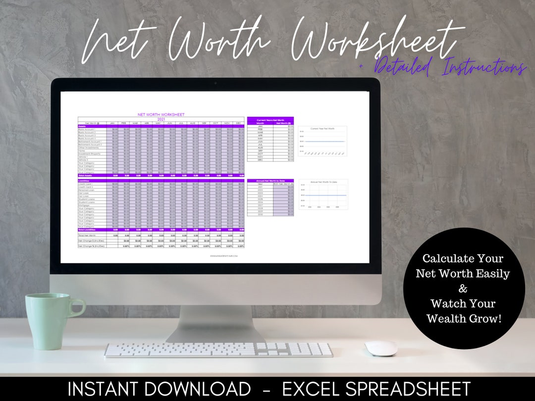Net Worth Worksheet| Net Worth Tracker| Budgeting Worksheet| Net Worth ...