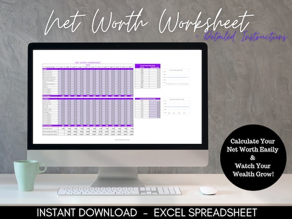 Net Worth Worksheet Net Worth Tracker Budgeting Worksheet | Etsy