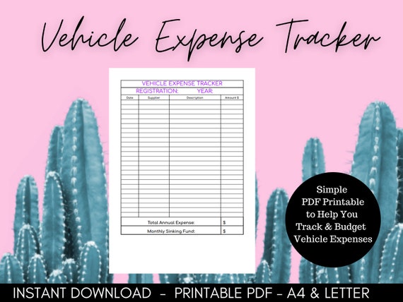 Vehicle Expense Tracker Car Expense Tracker Car Budget | Etsy