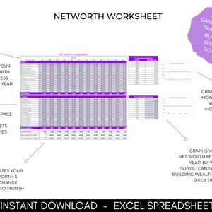 Net Worth Worksheet Net Worth Tracker Budgeting Worksheet | Etsy