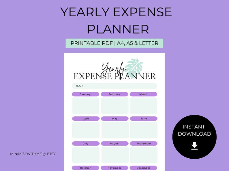 Annual Expense Tracker, Expense Tracker Printable, Annual Expense ...