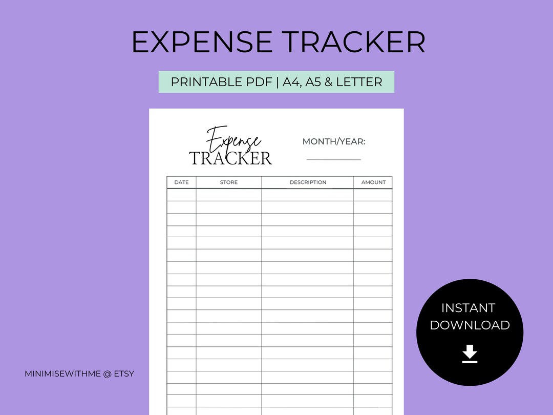 Expense Tracker Printable, Daily Expense Tracker PDF, Spending Tracker ...