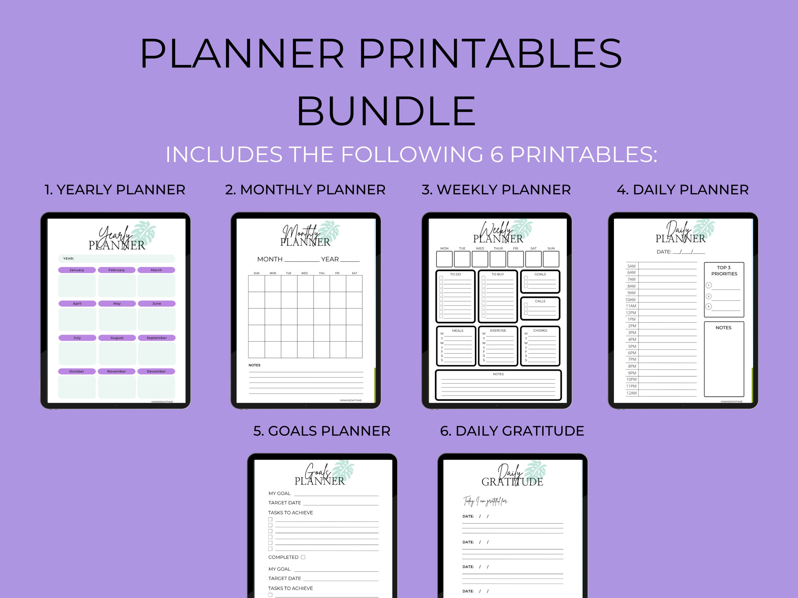 Printable Planner Bundle, Annual Planner, Monthly Planner, Weekly ...