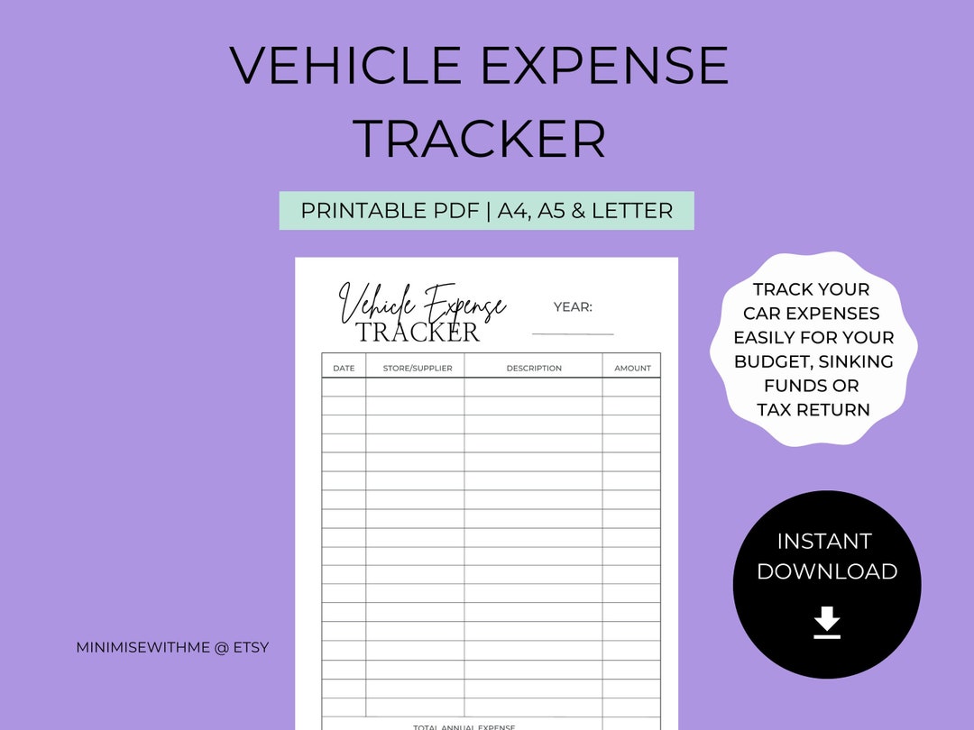 Vehicle Expense Tracker | Car Expense Tracker | Car Budget | Vehicle ...