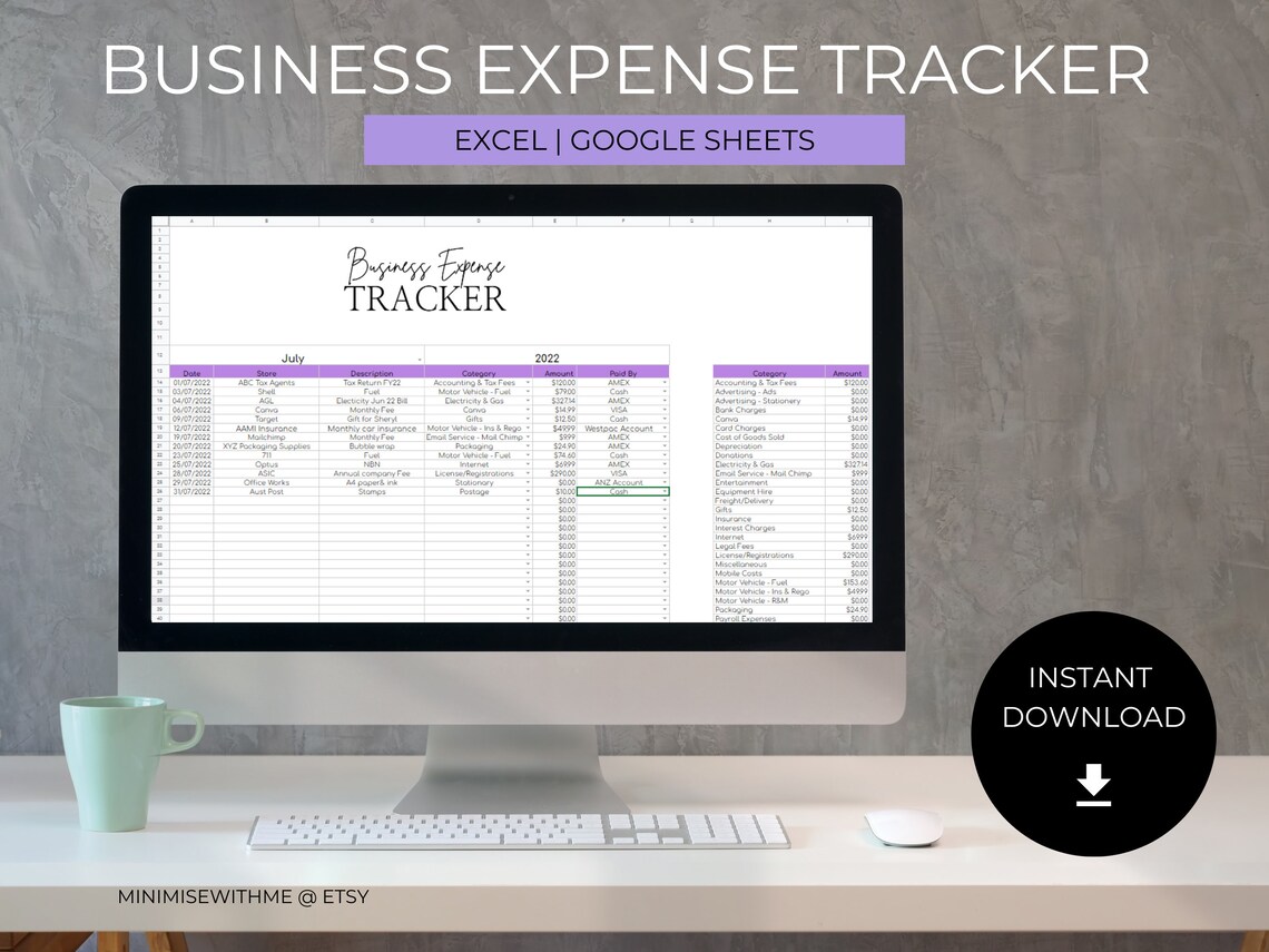 Business Expense Tracker Excel Business Expense Tracker Excel - Etsy