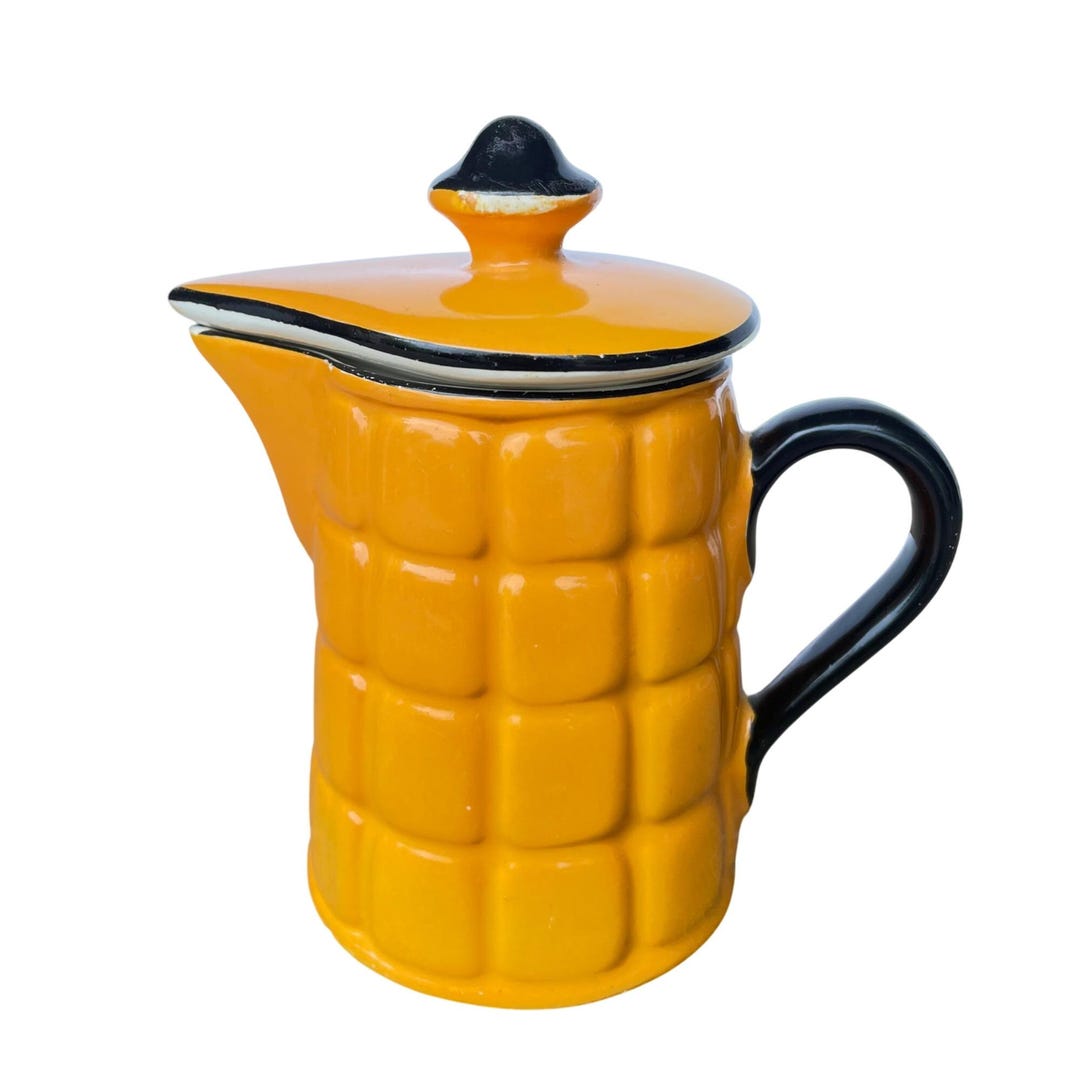 Vintage MCM Ceramic Syrup Pitcher/creamer/teapot? Yellow 6oz Made in ...