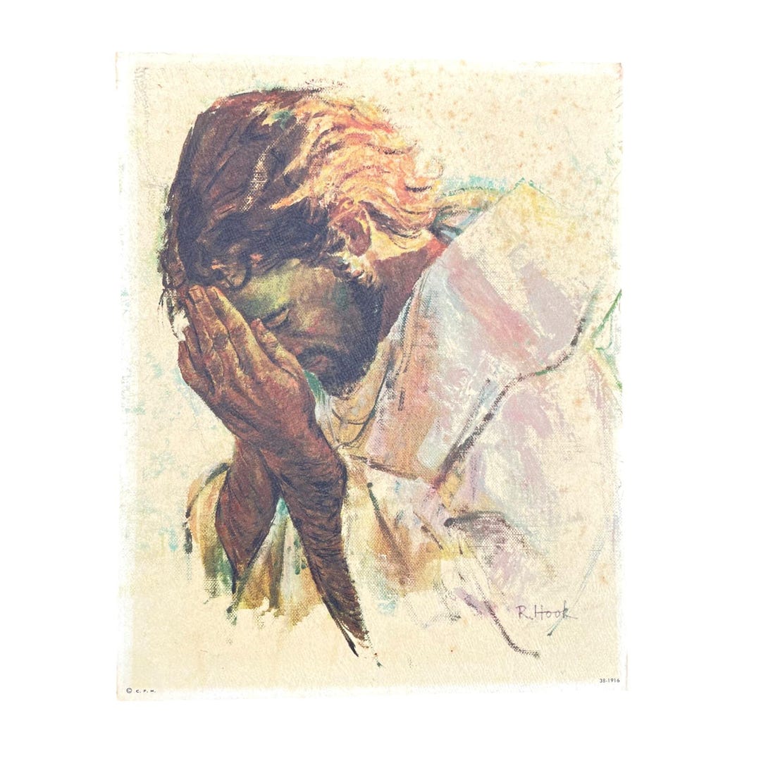 Vintage Jesus Christ Print: Signed R. Hook Lithograph, 1960s Religious ...
