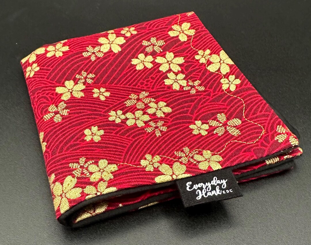 Japanese Cherry Blossom (red), EDC, Handkerchief, Hankie, EDC, Hank,edc ...