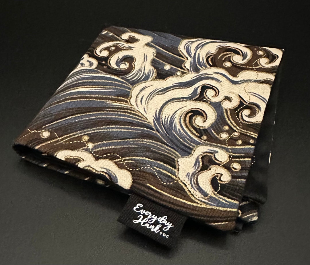 Japanese Waves, 9", EDC, Handkerchief, Hankie, EDC, Hank,edc Gear ...