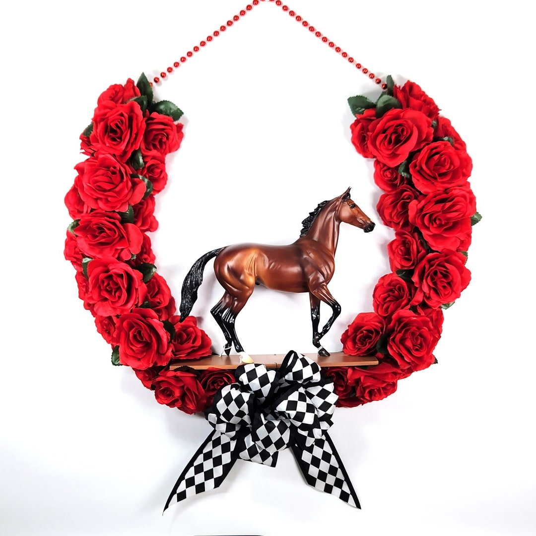 Kentucky Derby Rose Wreath With Thoroughbred, "tis the Law" - Etsy